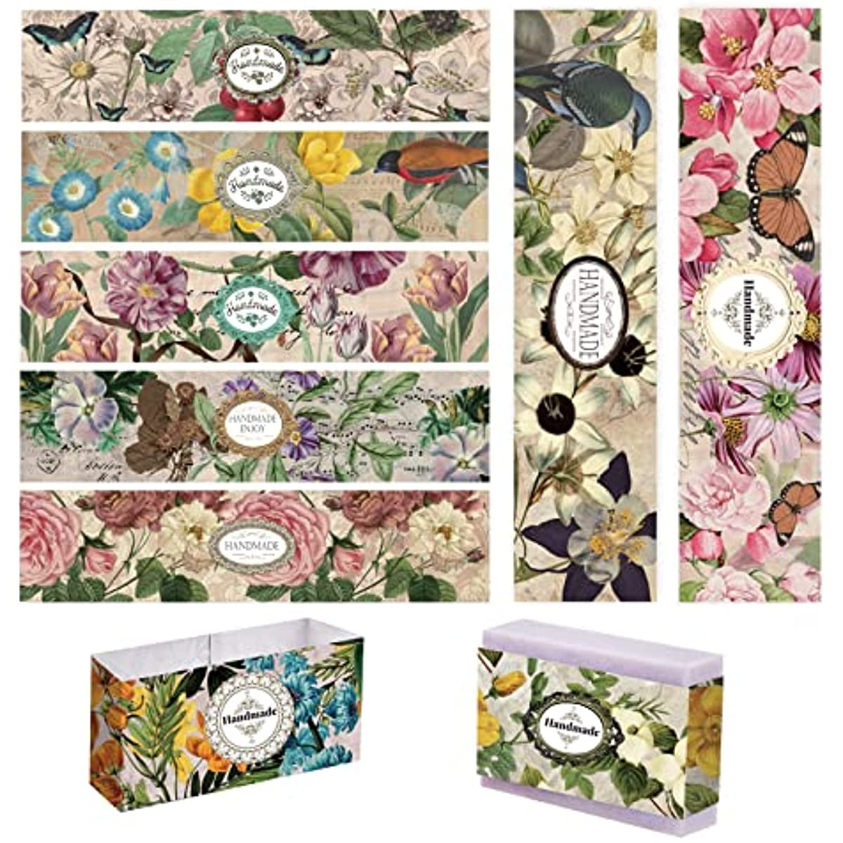 90pcs Vintage Flower Wrapper Tape 9 Styles Handmade Crafts Band Label ...