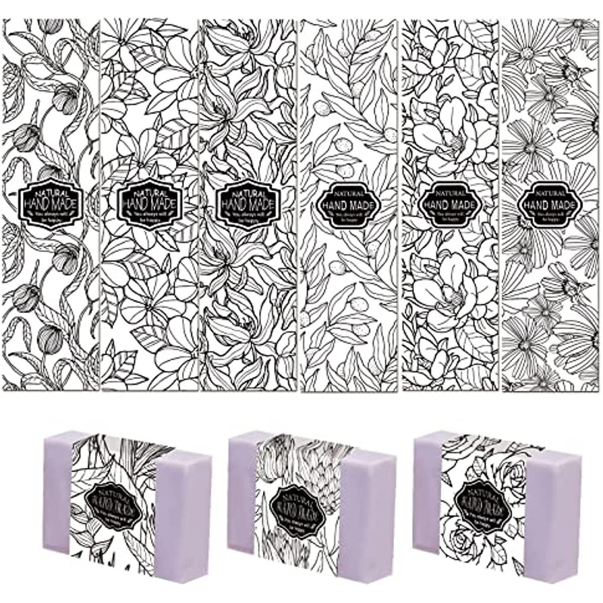 90pcs Vintage Wrap Tape 9 Styles Flower Leaves Soap Paper Labels Crafts ...
