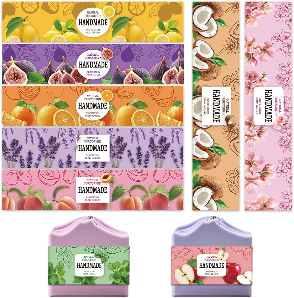 90pcs Watercolor Soap Wrappers 9 Styles Realism Fruit Plant Soap Labels ...