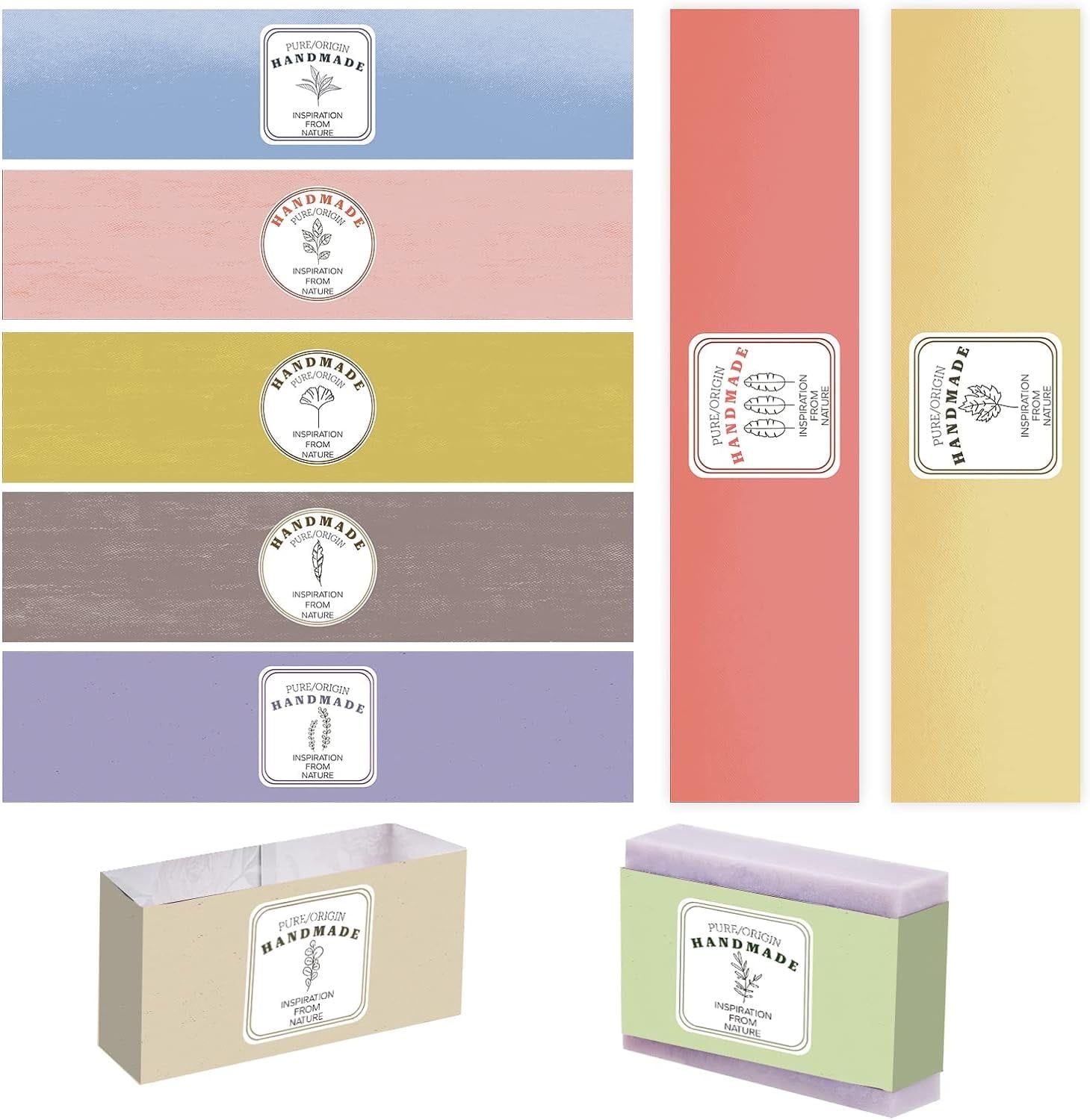 90pcs Wrap Paper Tape 9 Style Leaf Soap Wrapper Vintage Band Label ...