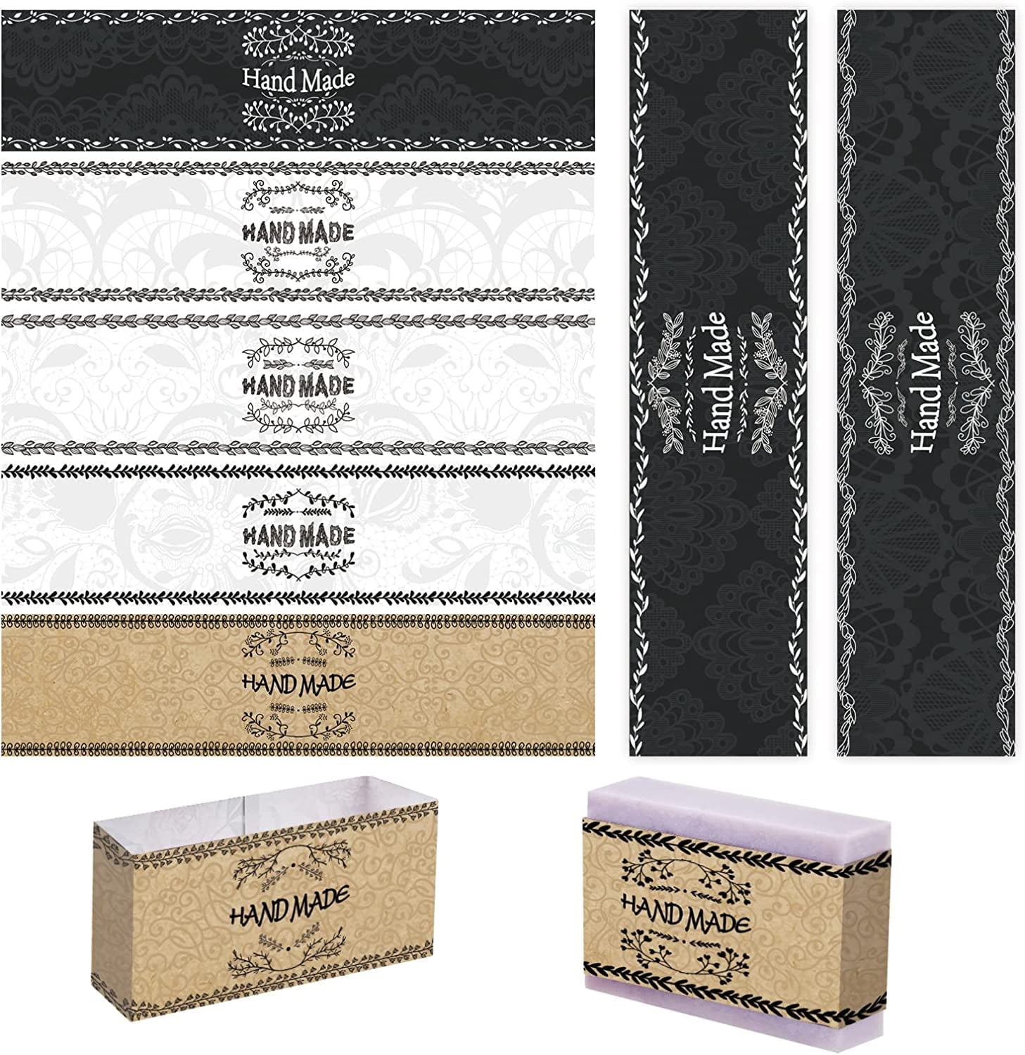 90pcs Wrap Paper Tape 9 Style Vintage Band Label Crafts Wrapper Sleeves ...