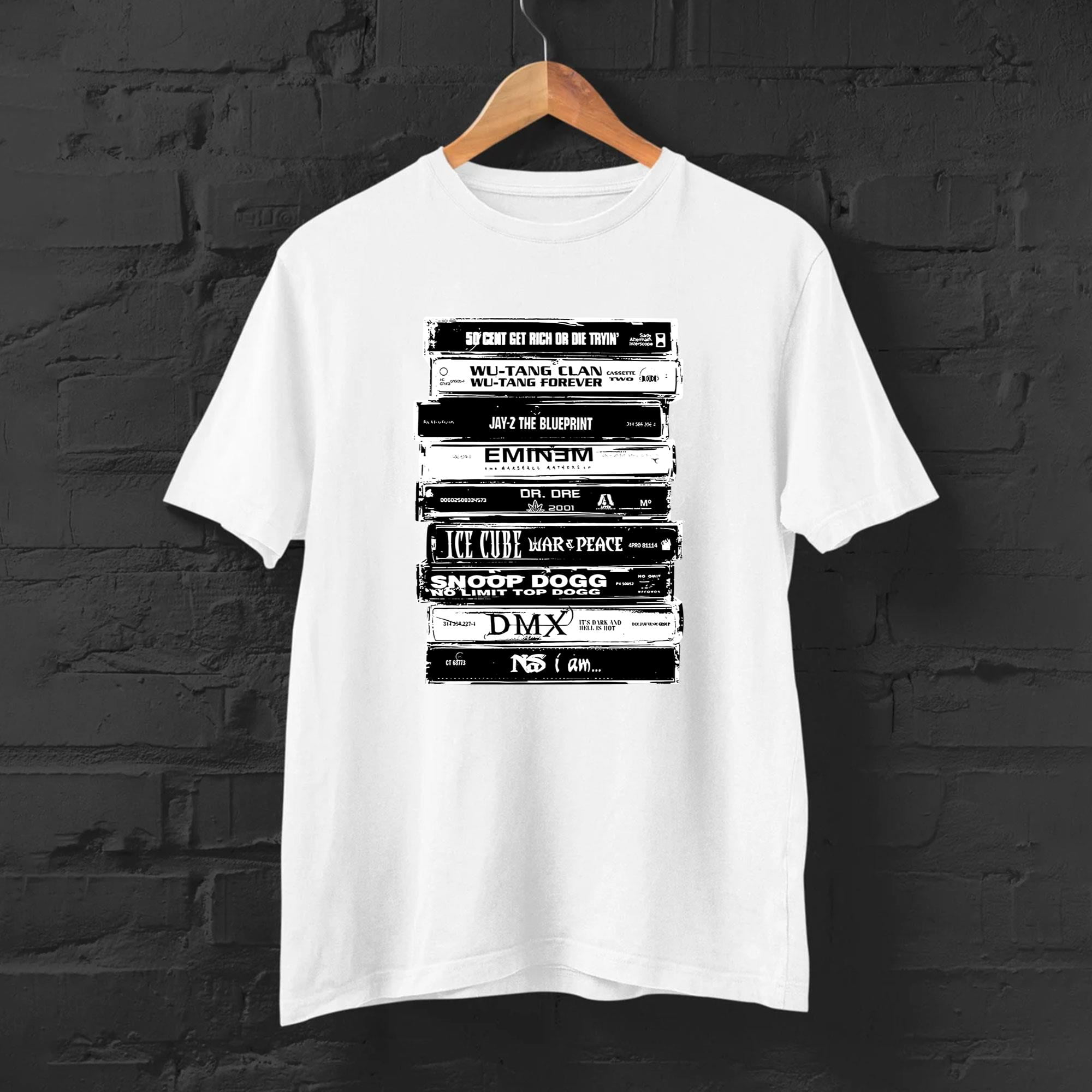 90s & 2000s Rap Music Legends Graphic Tee – Cassette Stack Design Shirt ...