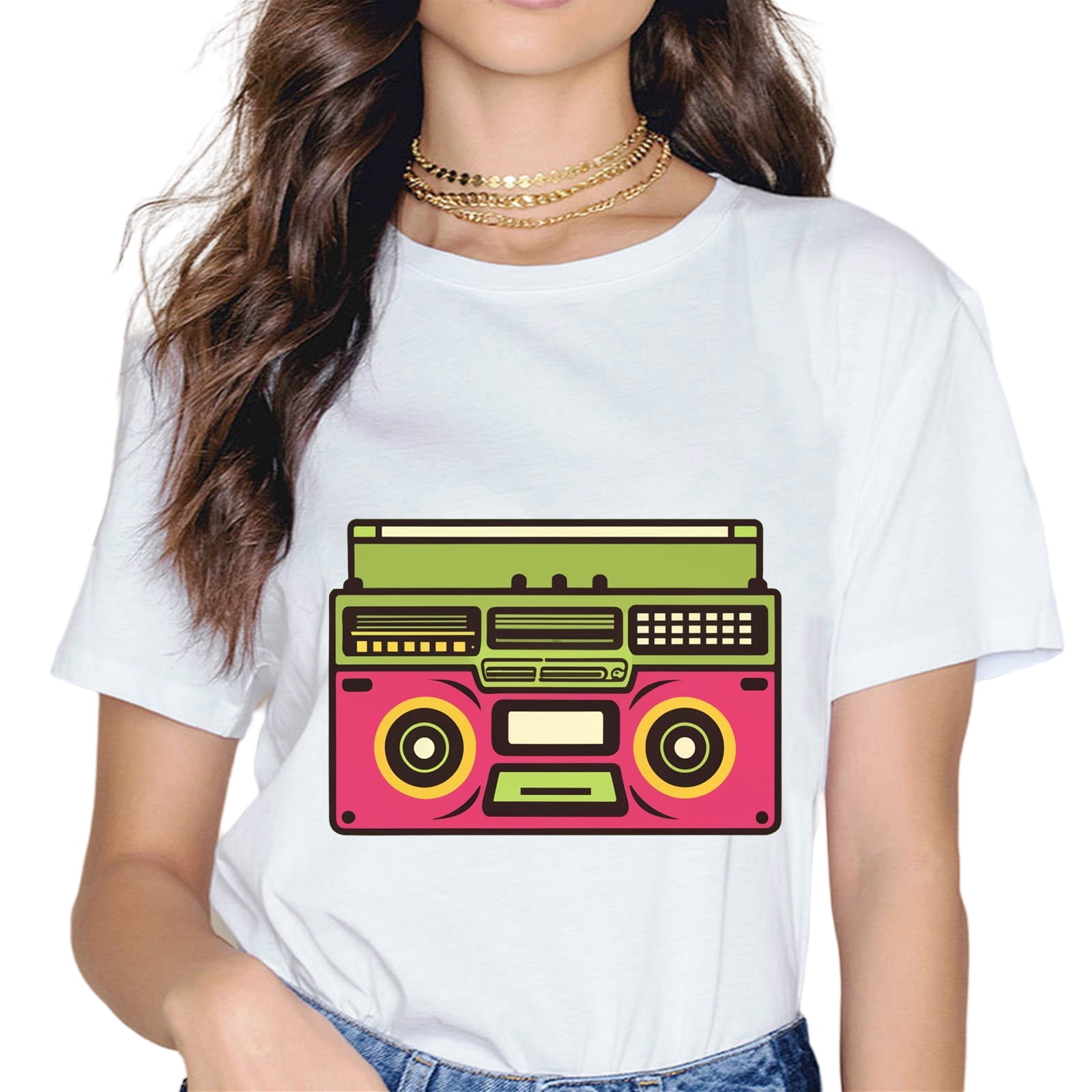 90s 80s theme party outfit tape recorder T-Shirt - Walmart.com