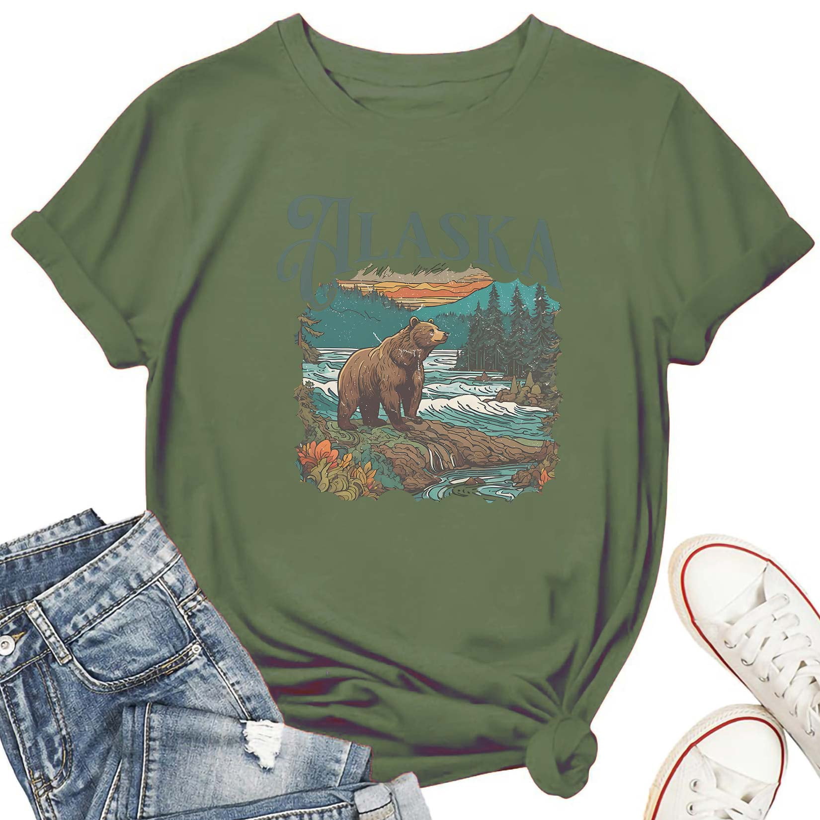 90s Alaska Women's T-Shirt – Retro US National Parks Graphic Tee ...