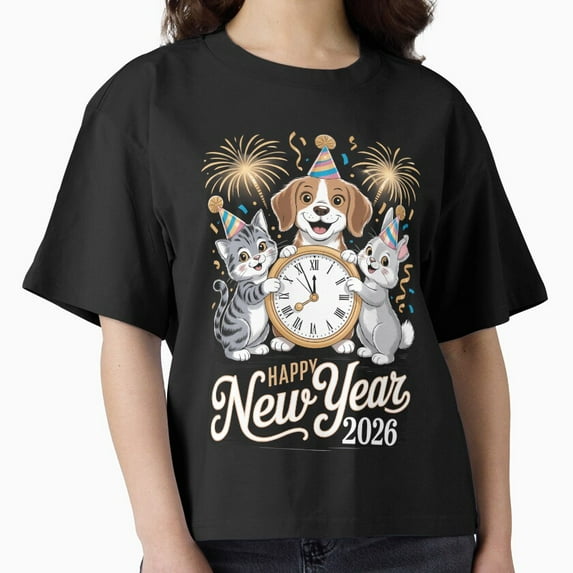 90s Animals Holiday Fun New Year 2026 Party Celebration Unisex T-Shirt ...