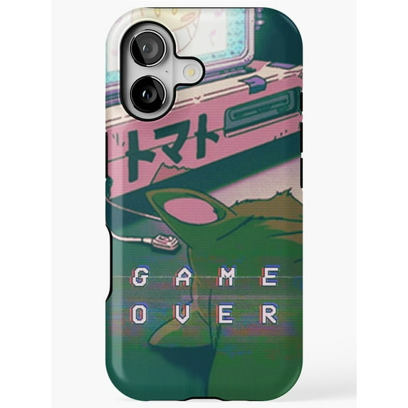 90s Anime Cat Game Over Vaporwave Grunge Pixel Kawaii Phone Case for ...
