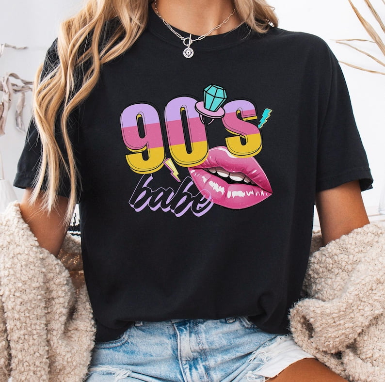 90s Babe Y2K Retro Lips Vintage 90s Aesthetic Nostalgia Tee Vaporwave ...
