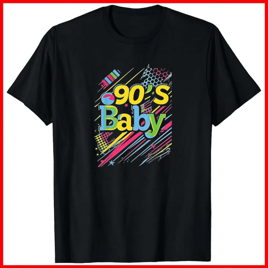 90s Baby Retro Synthwave 90s Party Costume Neon Laser Lines Unisex T ...