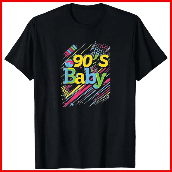 90s Baby Retro Synthwave 90s Party Costume Neon Laser Lines Unisex T ...