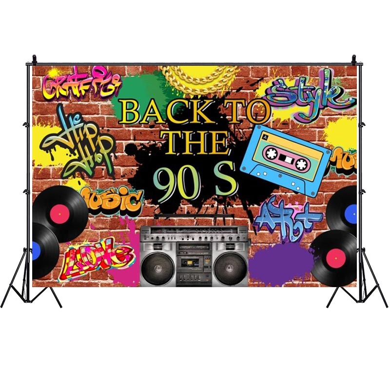 90s Backdrop Hip Hop Music Dance Disco Adult Birthday Party Photo ...