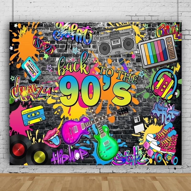 90s Backdrop for Party Decorations Hip Hop Graffiti Brick Wall Back to ...