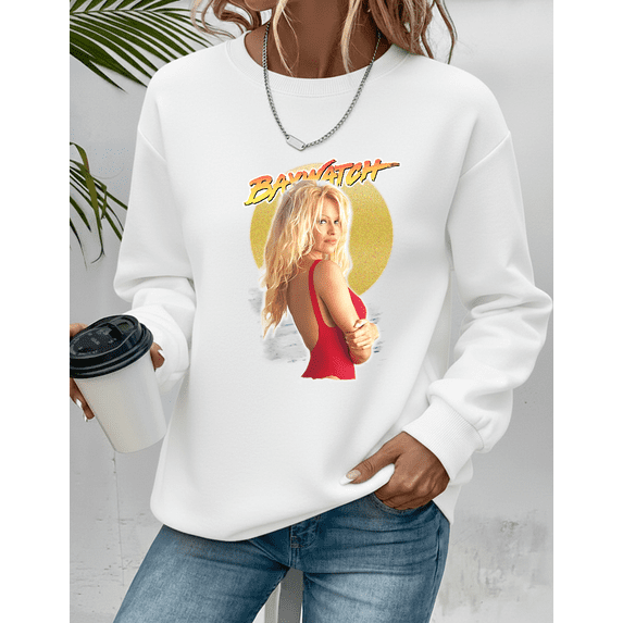 90s Beach Rescue TV Show Red Swimsuit Lifeguard Fan Graphic Sweatshirt ...