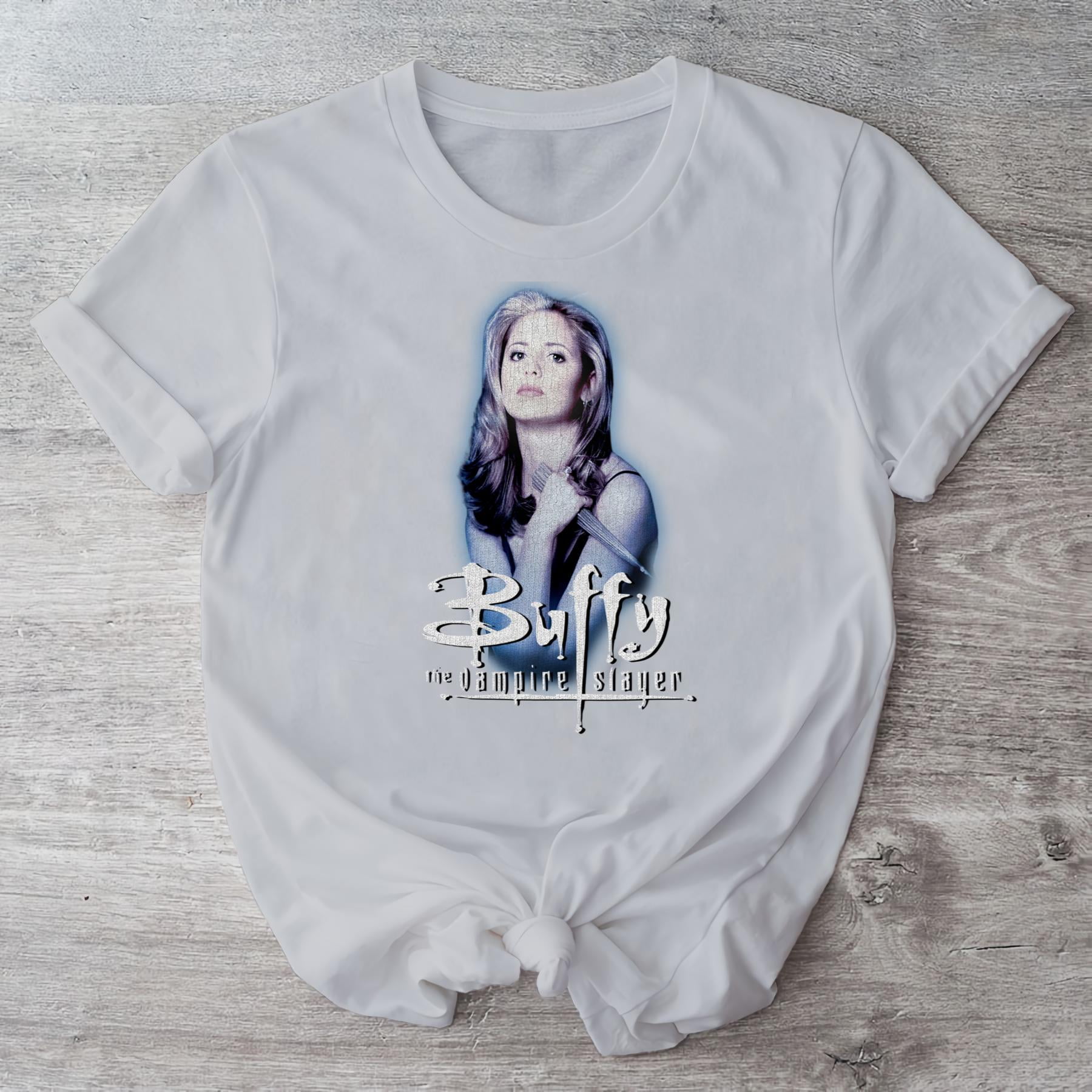 90s Black Buffy The Vampire Slayer T-Shirt basic black graphic tee-TH30302 - Walmart.com