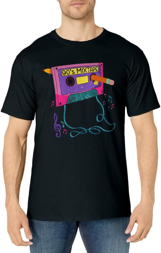 90s Cassette Tape Pencil 1990s Retro Vintage Throwback Music T-Shirt ...