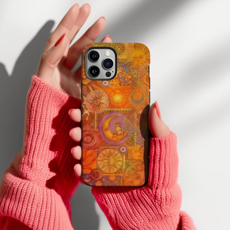 90s Celestial Sun Moon Stars Phone Case for iPhone 11 12 13 14 15 16 ...