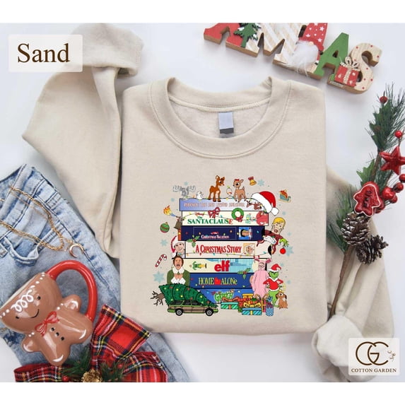 90s Christmas Movie Sweatshirt, Retro Holiday Hoodie, VHS Tapes, 90s ...