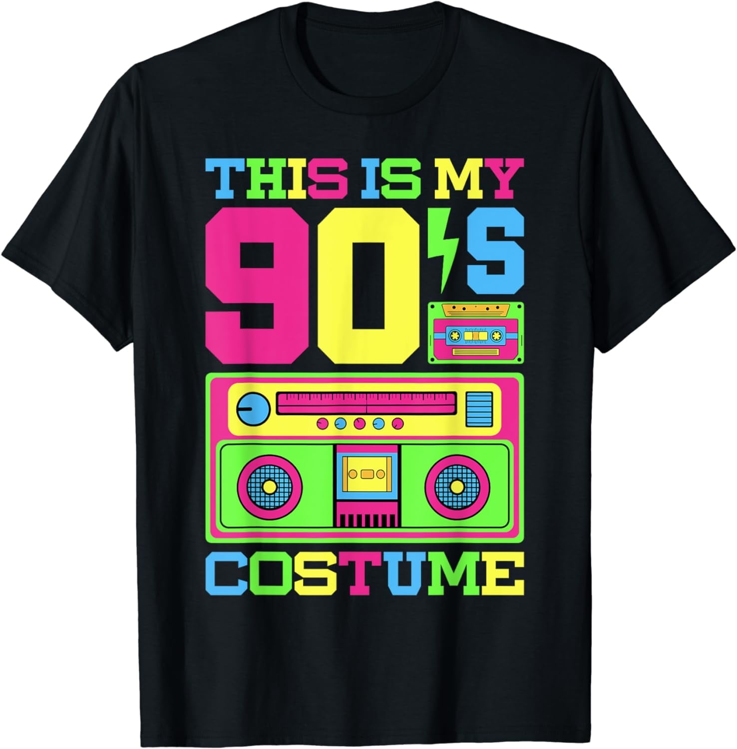90s Costume 1990s Theme Party Nineties Styles Fashion Outfit Black T ...