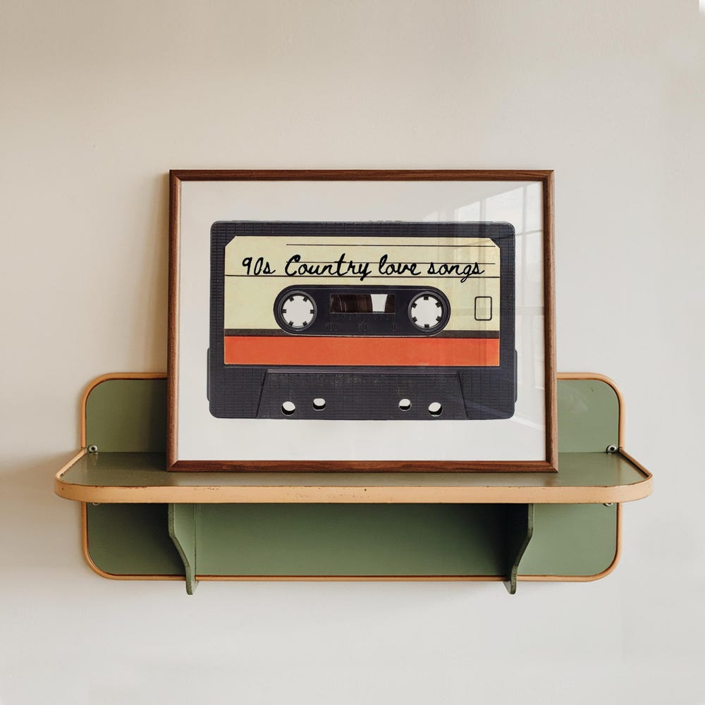 90s Country Love Songs Art Print Vintage Art Cassette Poster Vintage ...