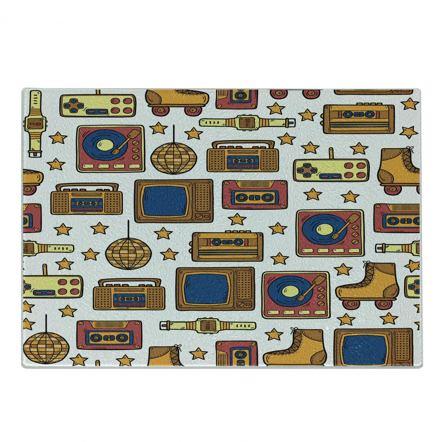 90s Cutting Board, 90s Theme with Old Style House Devices Roller Skate ...