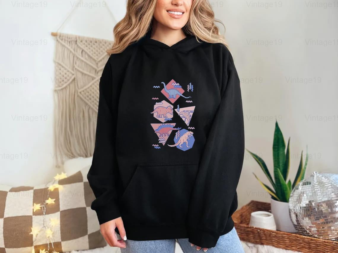 90s Dinosaur Hoodie with Rose Quartz & Serenity Theme, for men & women, up to size 5XL ...