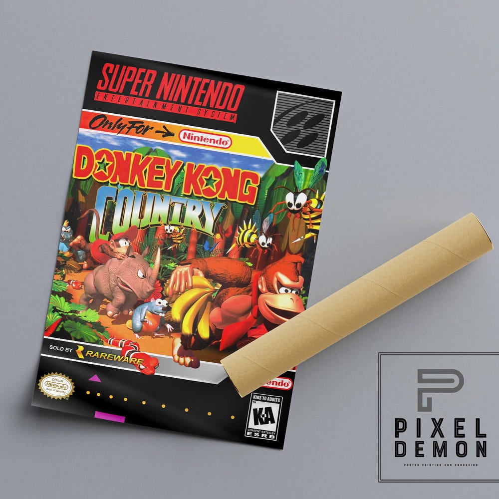 90s Donkey Kong Country Gamer Poster Retro Classic Gaming poster ...