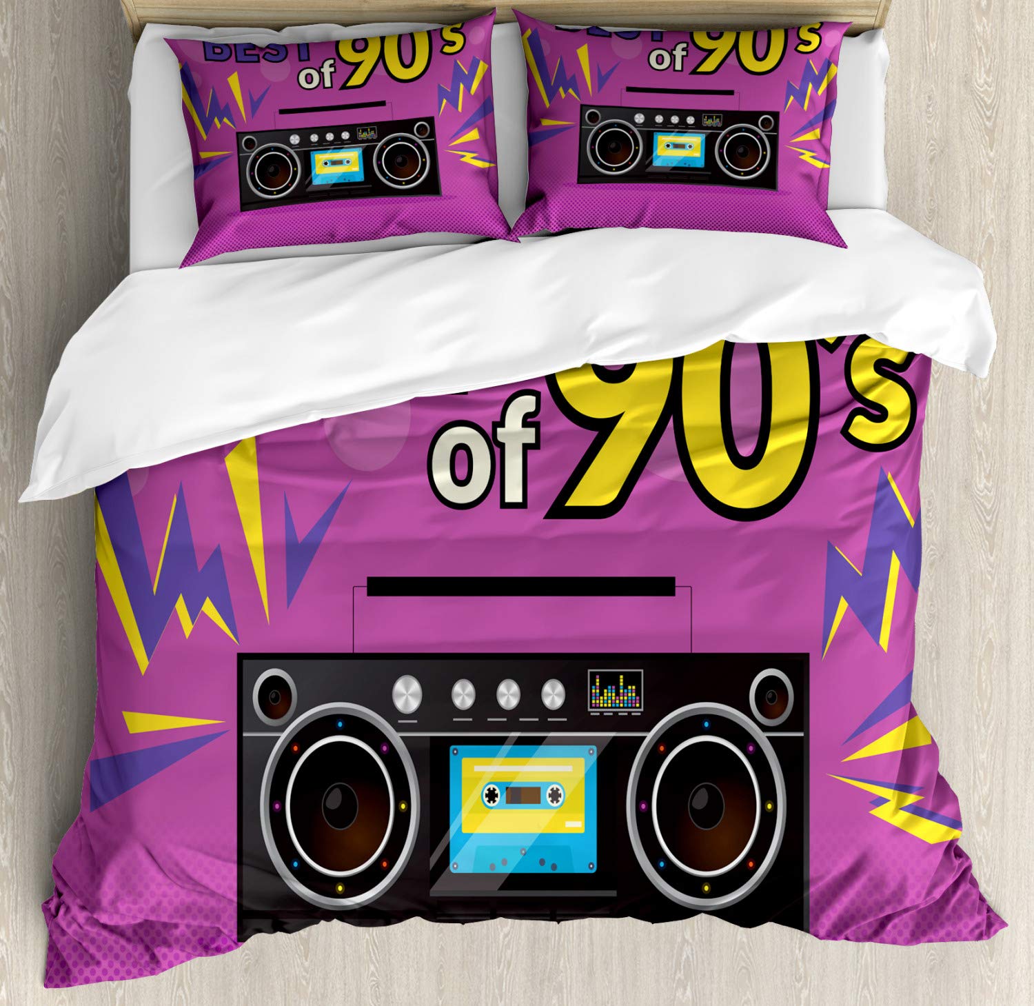 90s Duvet Cover Set 90's Letter And Stars On Striped Background With ...