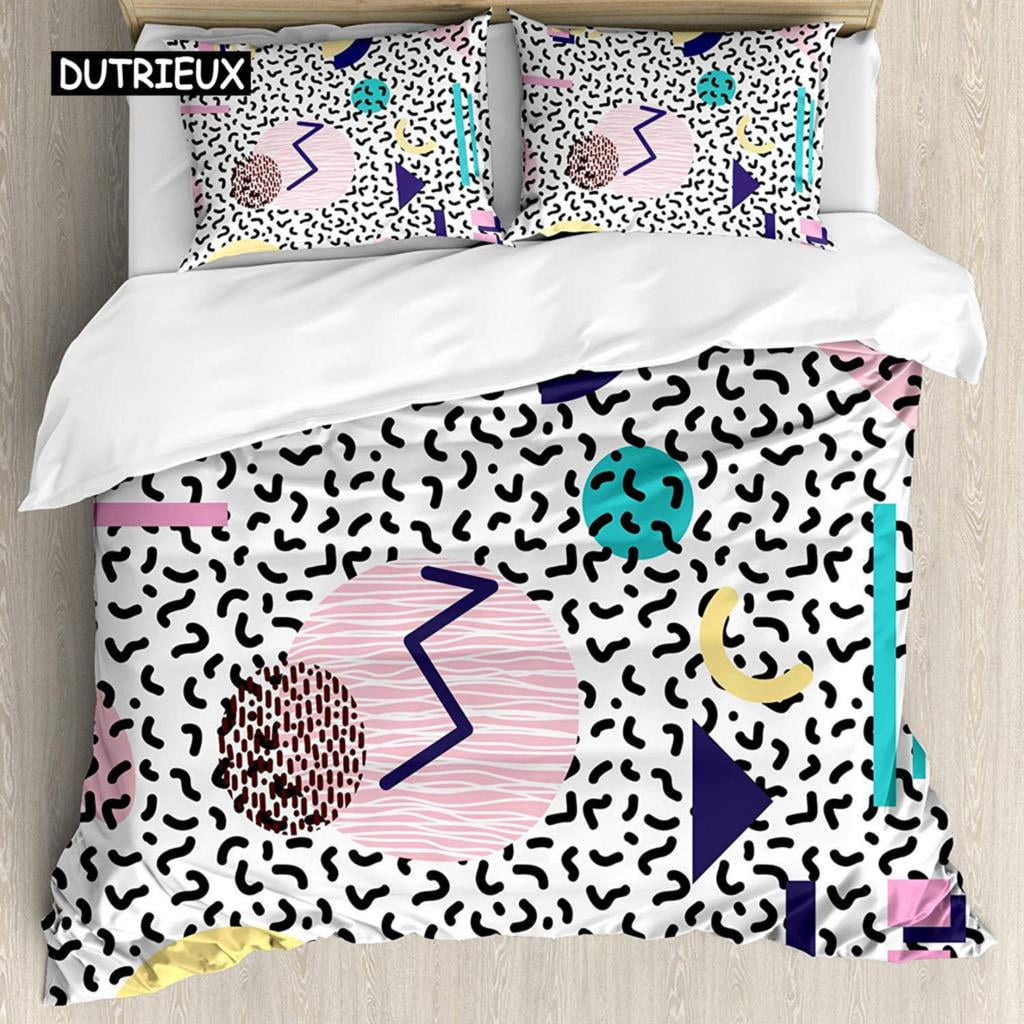 90s Duvet Cover Set 90's Letter and Stars on Striped Background with ...