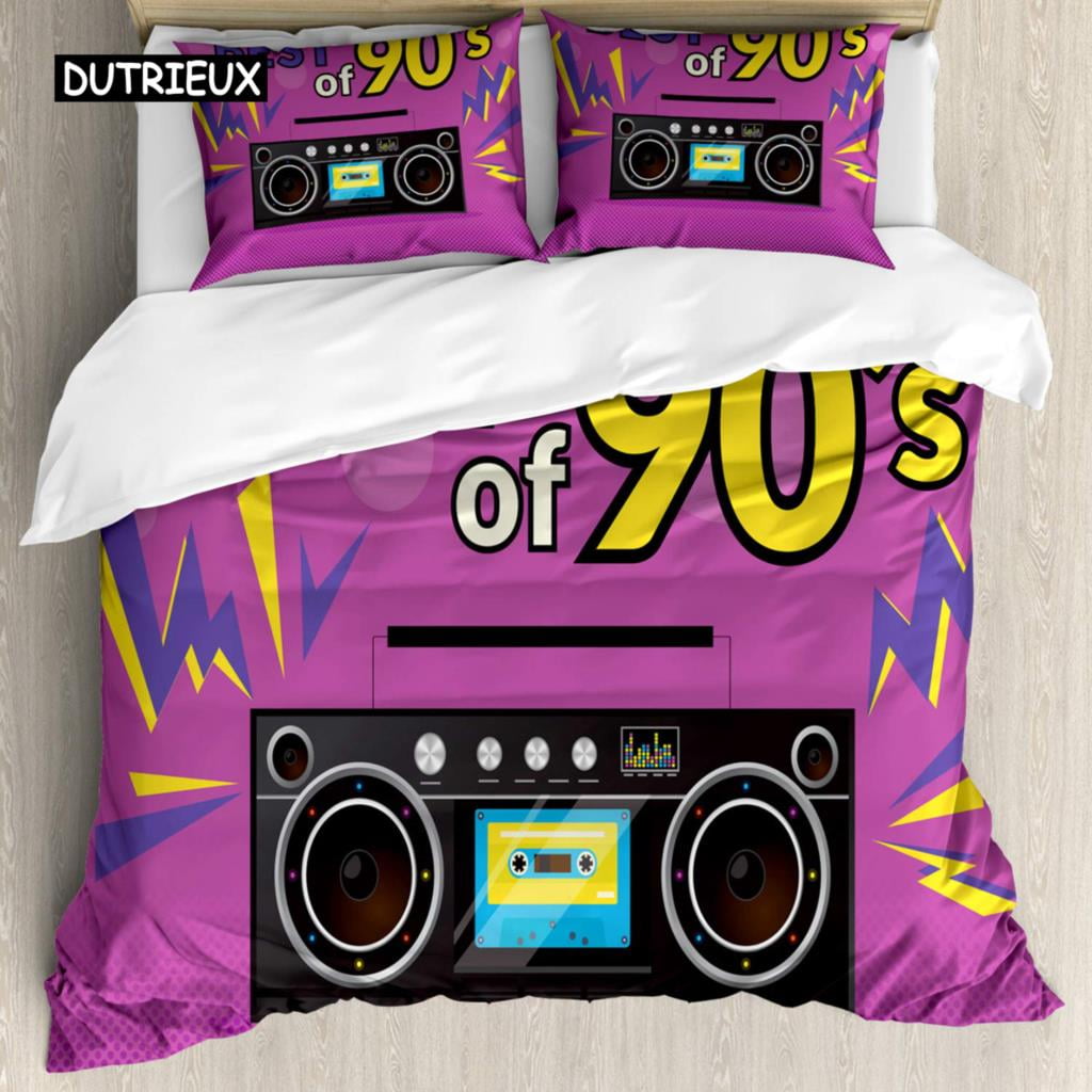 90s Duvet Cover Set 90's Letter and Stars on Striped Background with ...