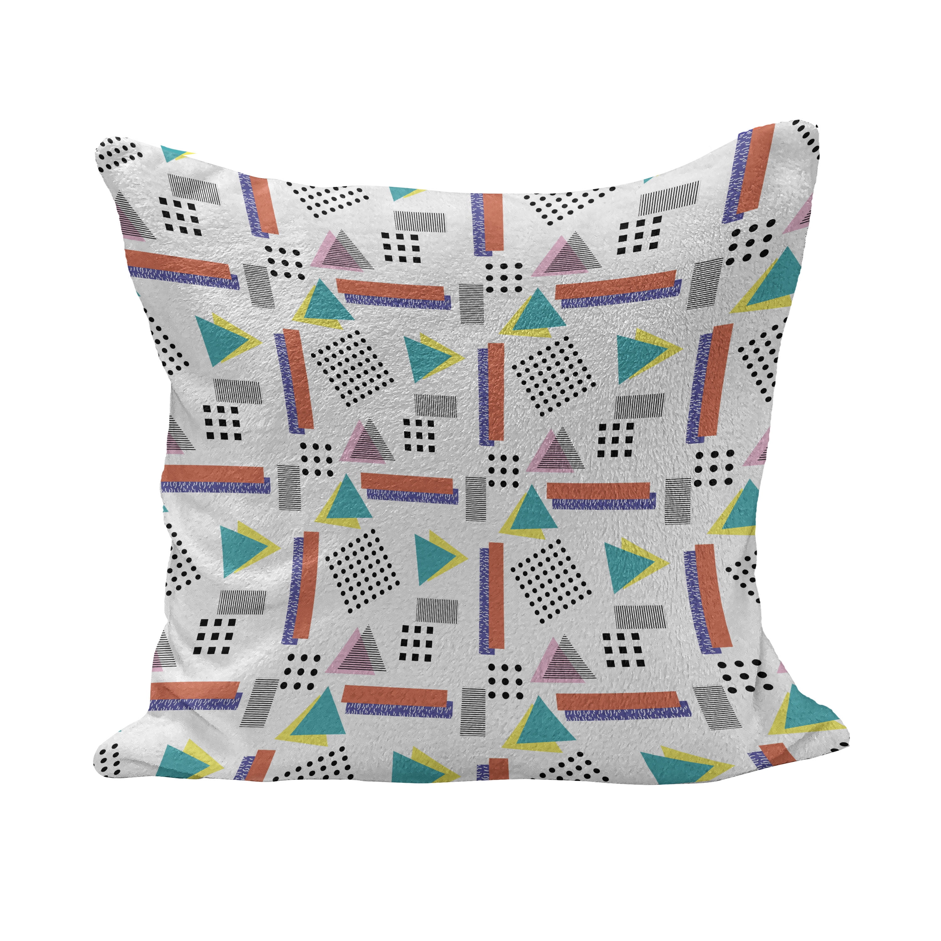 90s Fluffy Throw Pillow Cushion Cover, Memphis Style Geometrical ...