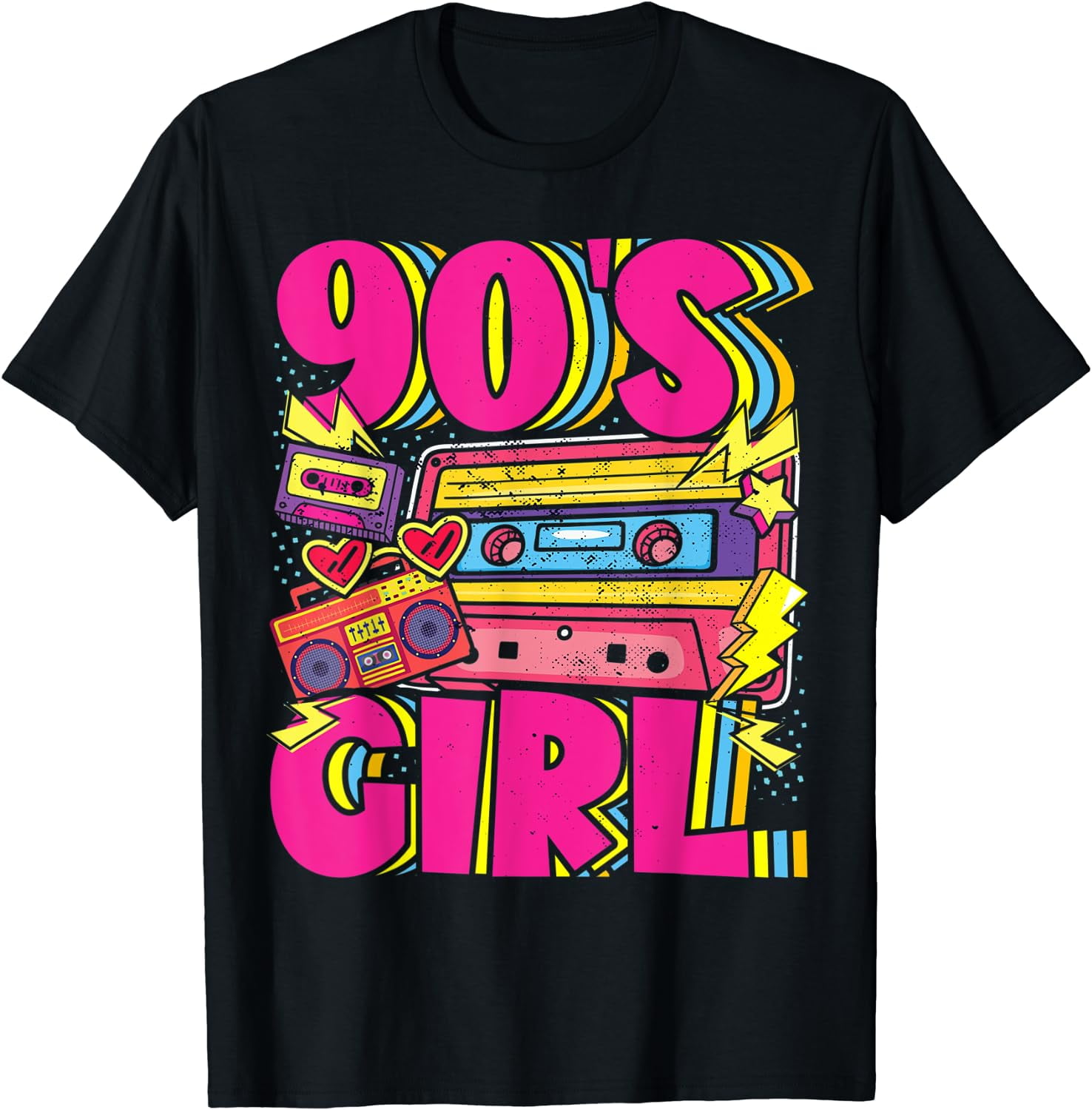 90s Girl Outfit Theme Party Costume and Clothes Vintage 90 T-Shirt Black 3X-Large - Walmart.com