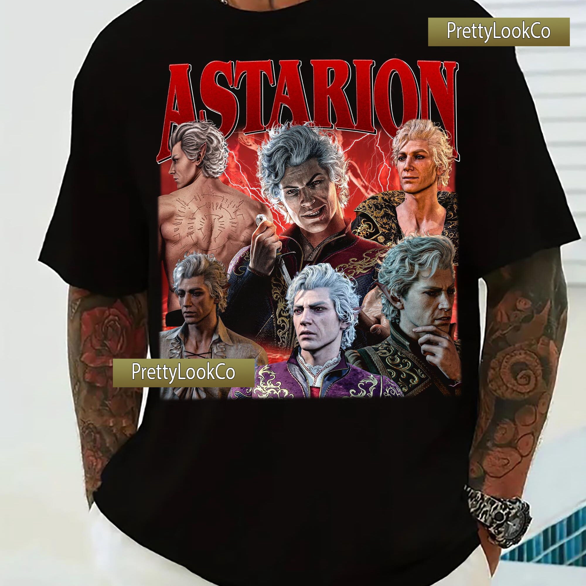 90s Graphic Style Astarion Baldurs T-shirt Baldurs Gate 3 Game Tee ...