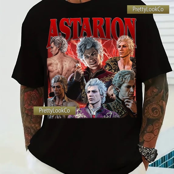 90s Graphic Style Astarion Baldurs T-shirt Baldurs Gate 3 Game Tee ...