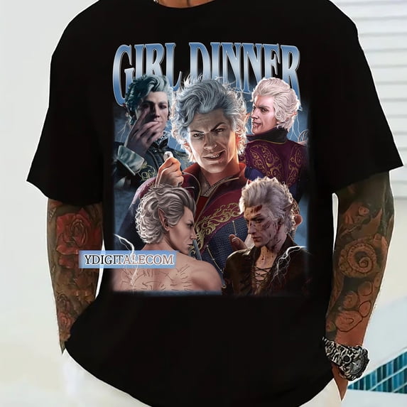 90s Graphic Style Astarion Girl Dinner T-shirt Baldurs Gate 3 Game ...