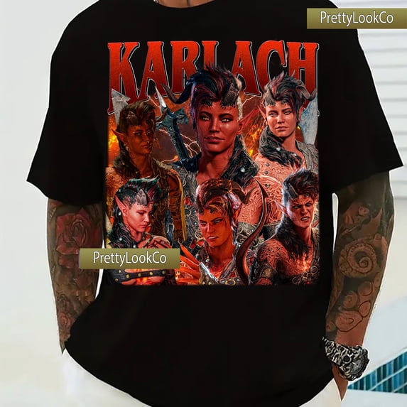 90s Graphic Style Karlach Baldurs T-shirt Karlach Baldurs Gate 3 Game ...