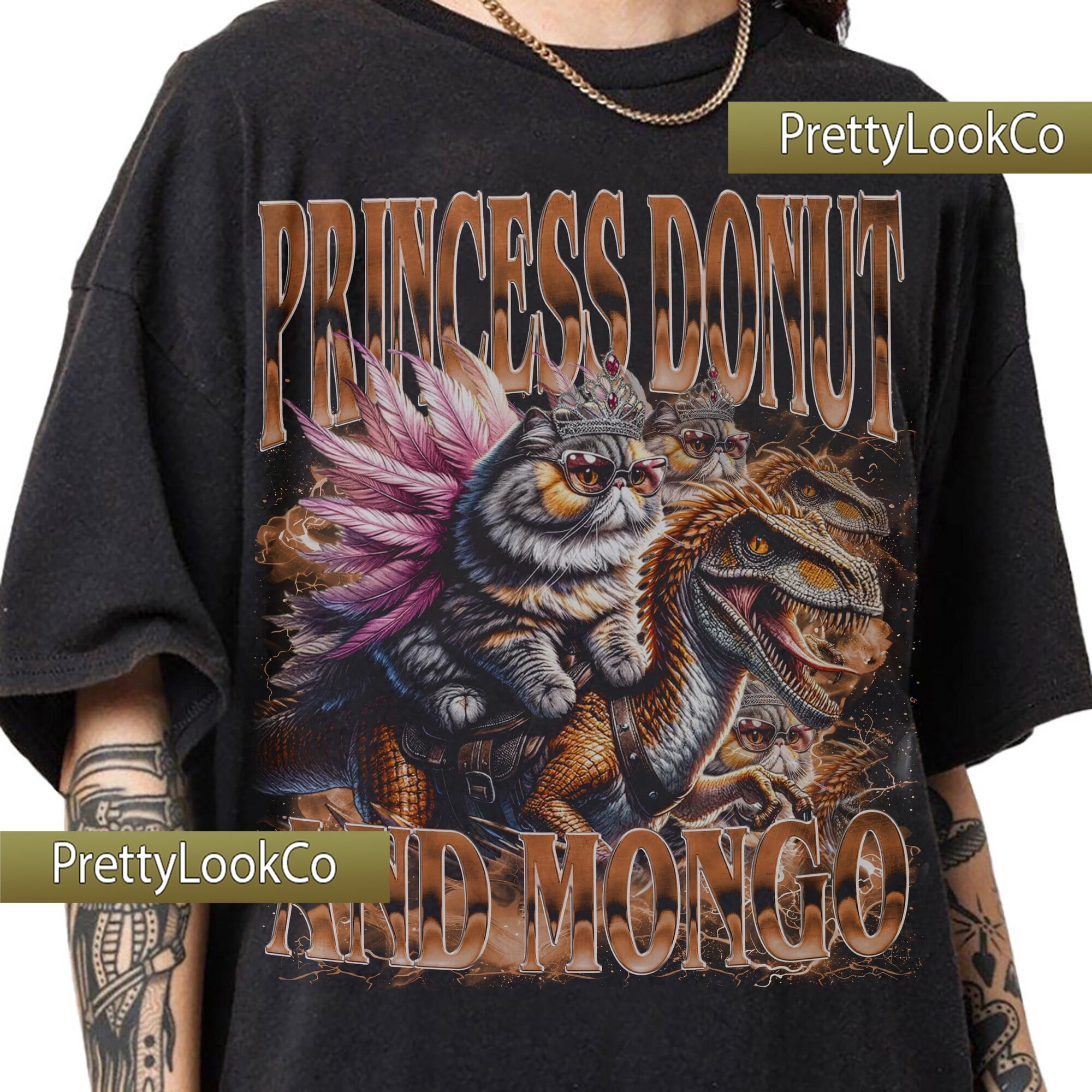 90s Graphic Style Princess Donut and Mongo T-shirt Dungeon Crawler Carl ...