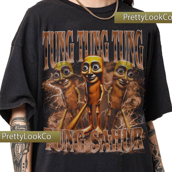 90s Graphic Style Sciel Tung Tung Tung Sahur T-shirt Italian Brainrot ...