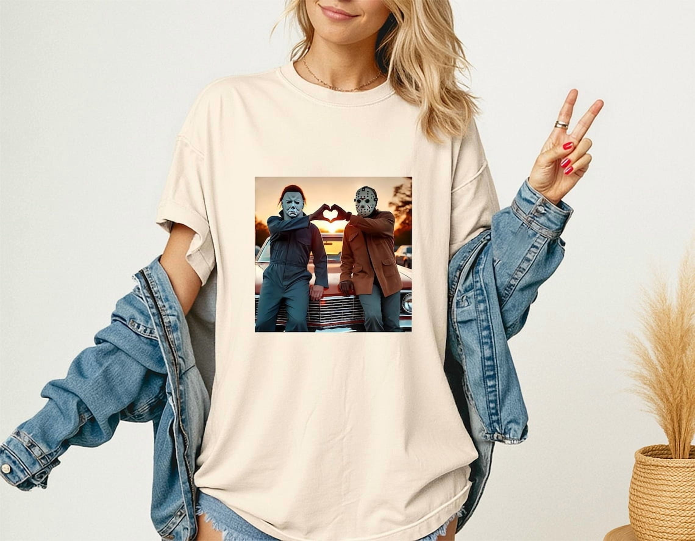 90s Horror Movie Shirt, Michael and Jason Heart Hands Shirt, Funny ...