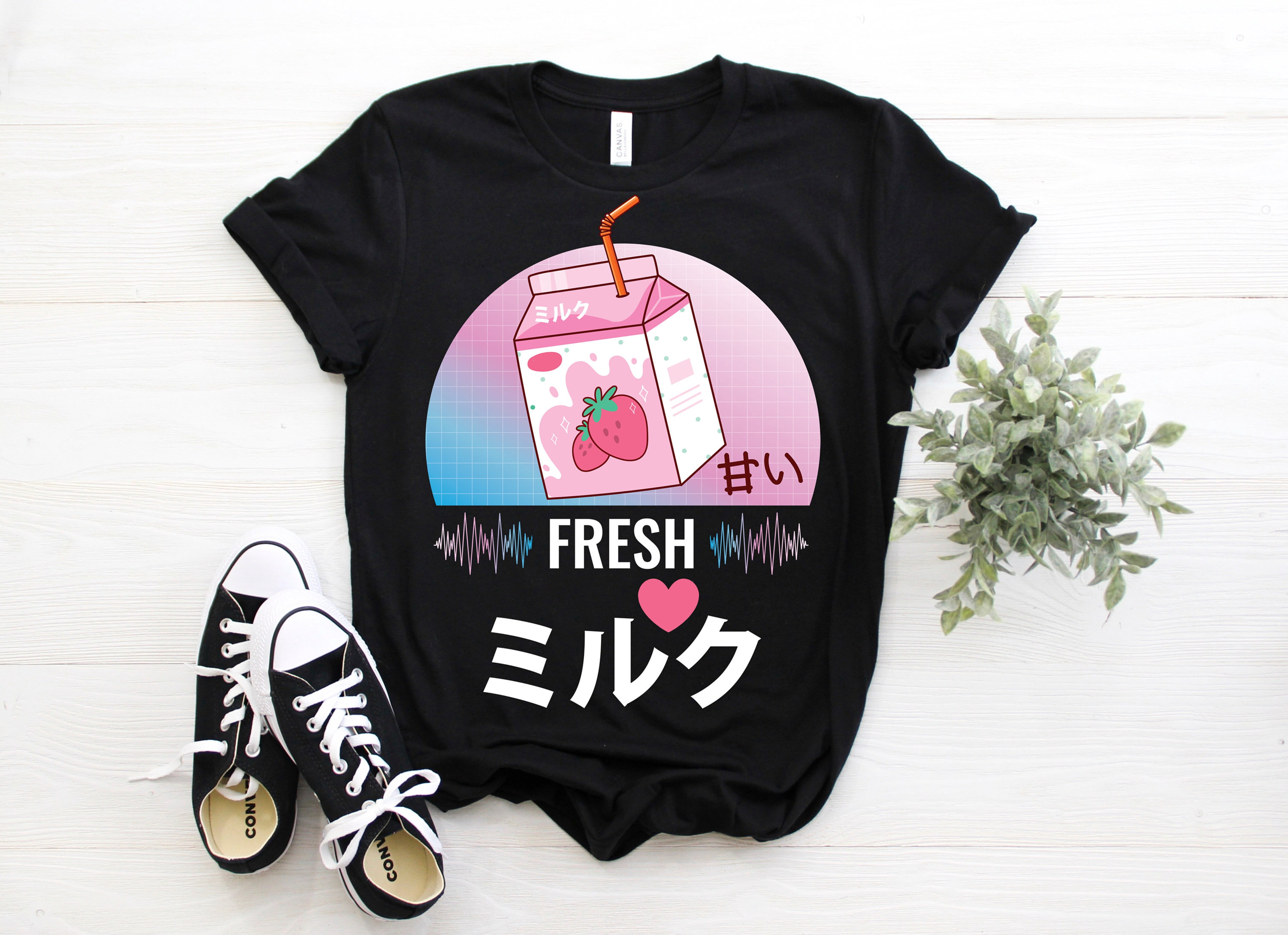 90s Japanese Text Aesthetic Strawberry Juice Box T-Shirt, Otaku Anime ...