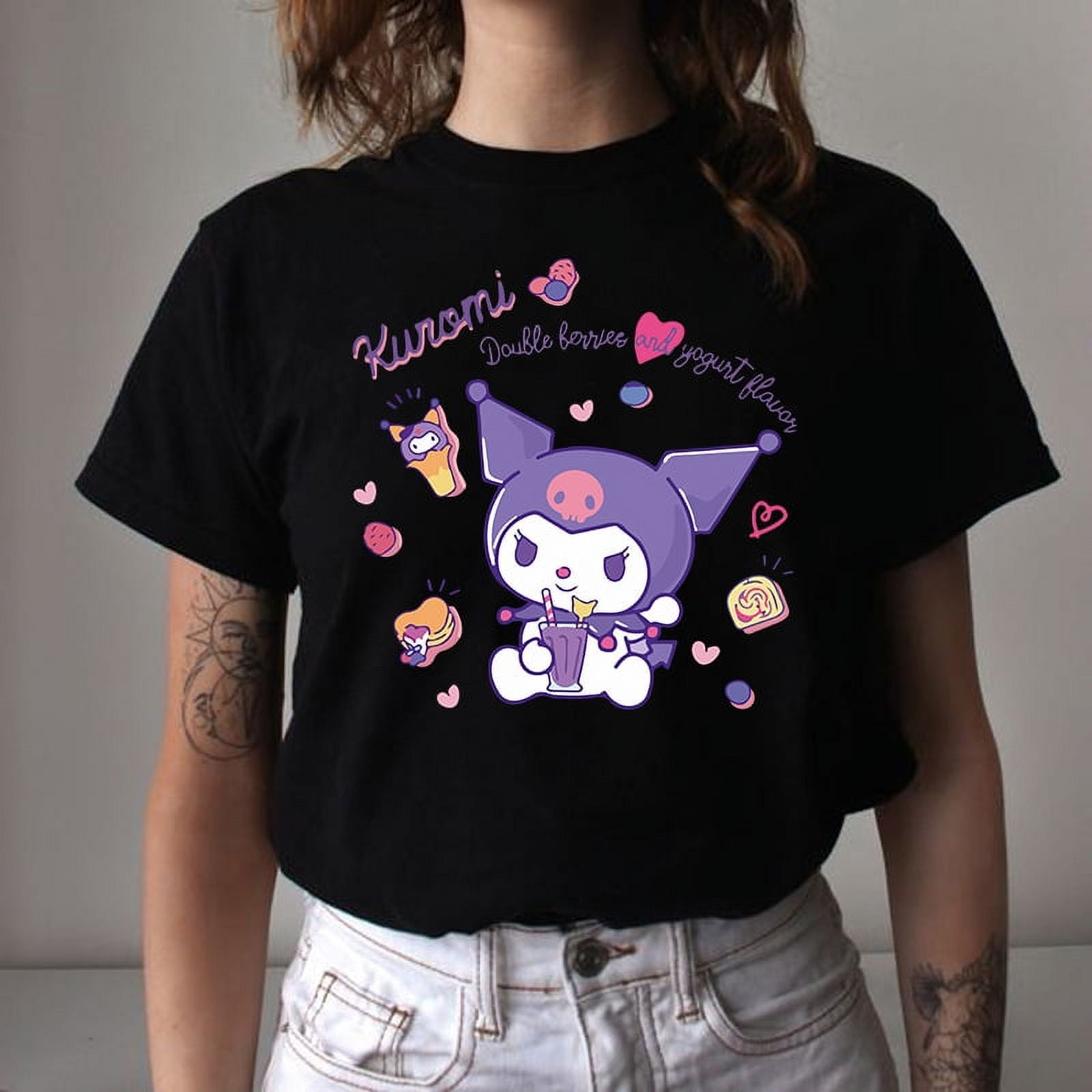 90s Kawaii Kuromi Top Tee Funny Cartoon T Shirt Kuromi Women Manga T-shirt Y2k Graphic Tshirt ...