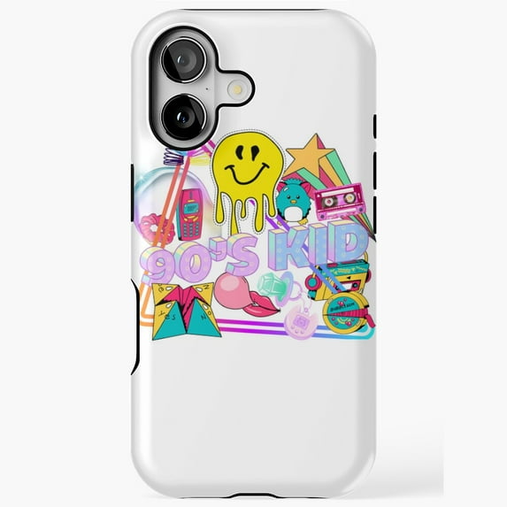 90s Kid Vibes Sticker Bomb Retro Phone Case with iPhone 11 to 17 Pro ...