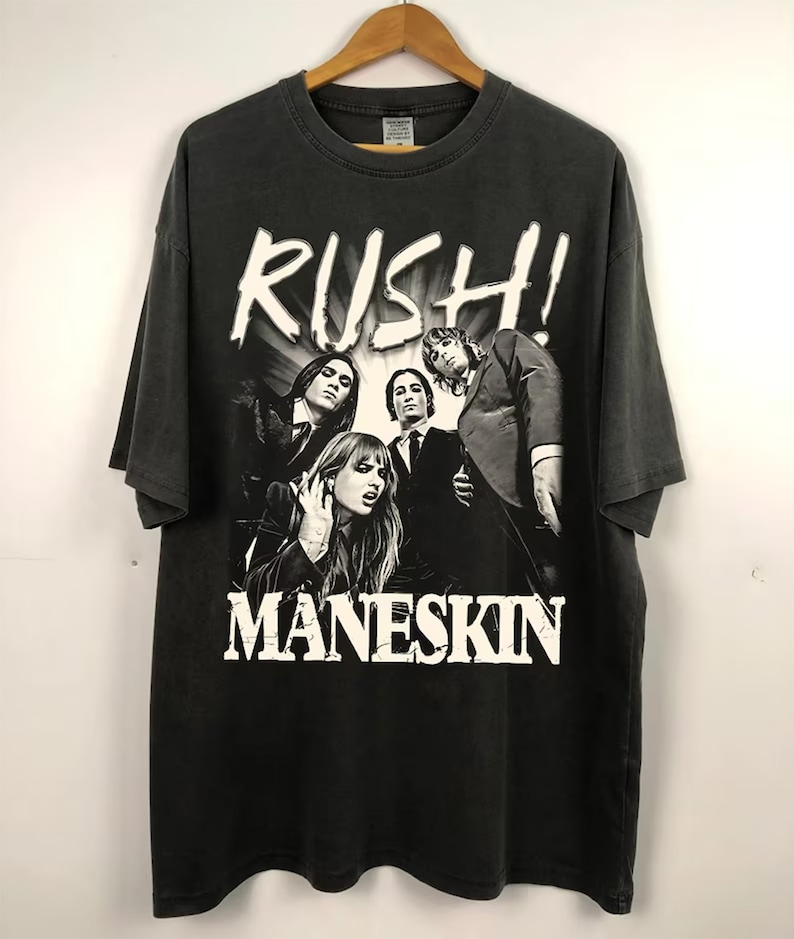 90s Maneskin Band Shirt, Måneskin Rush! World Tour Concert T-Shirt, Maneskin Tour Merch ...