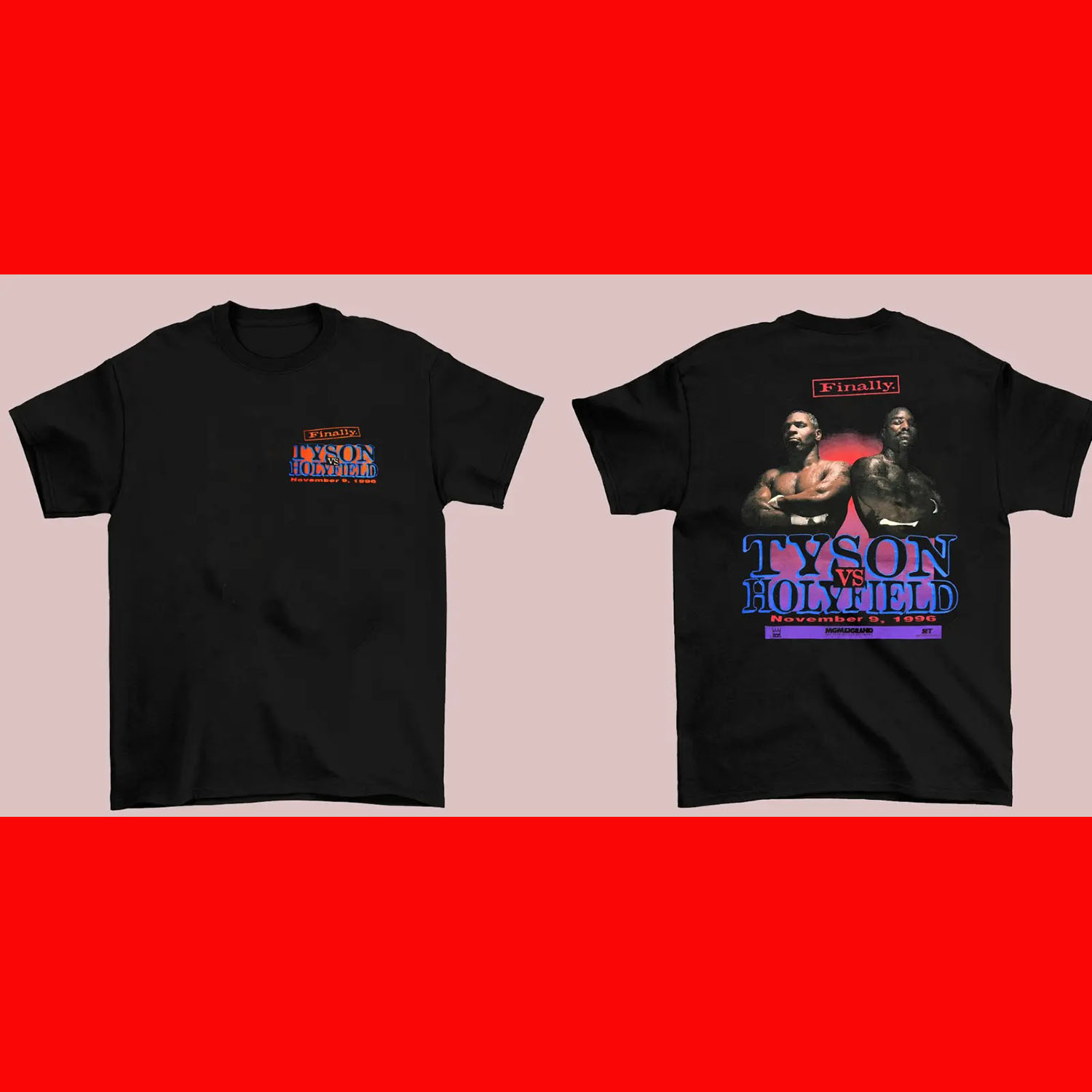 90s Mike Tyson vs Evander Holyfield Boxing T-shirt Two Sides - Walmart.com