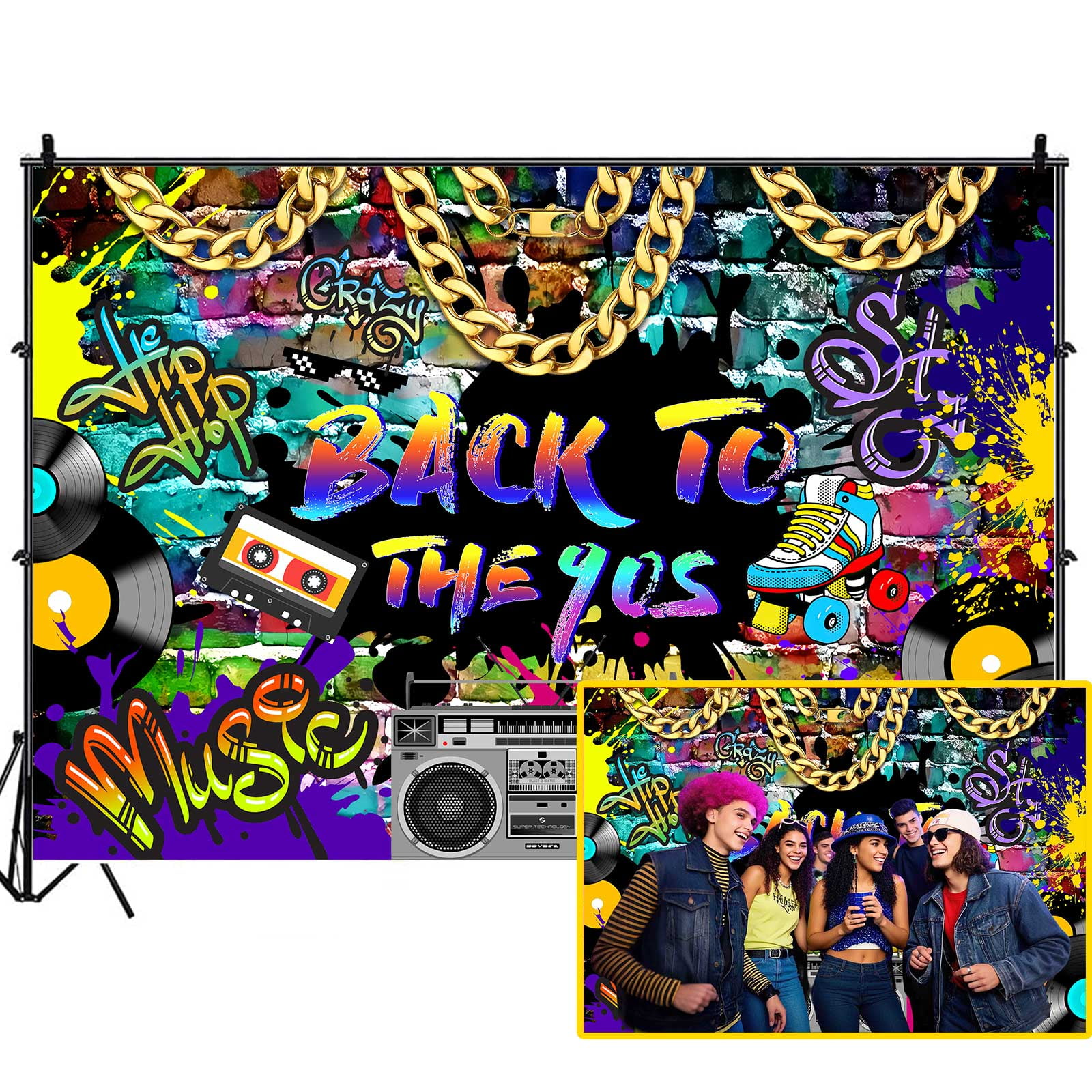 90s Party Backdrops for Photoshoot, 90s Theme House Hip Hop Karaoke ...