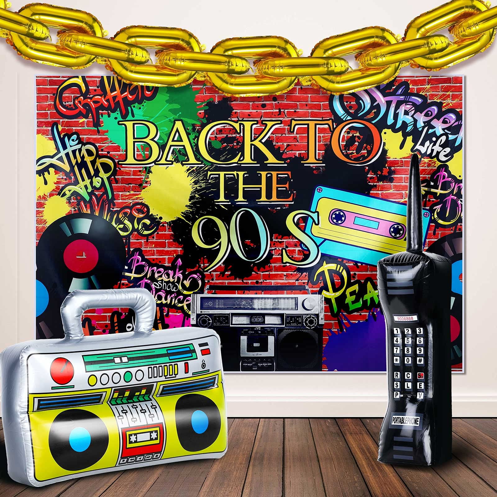 90s Party DecorationsEGSC Supplies Includes Inflatable Radio Boombox ...