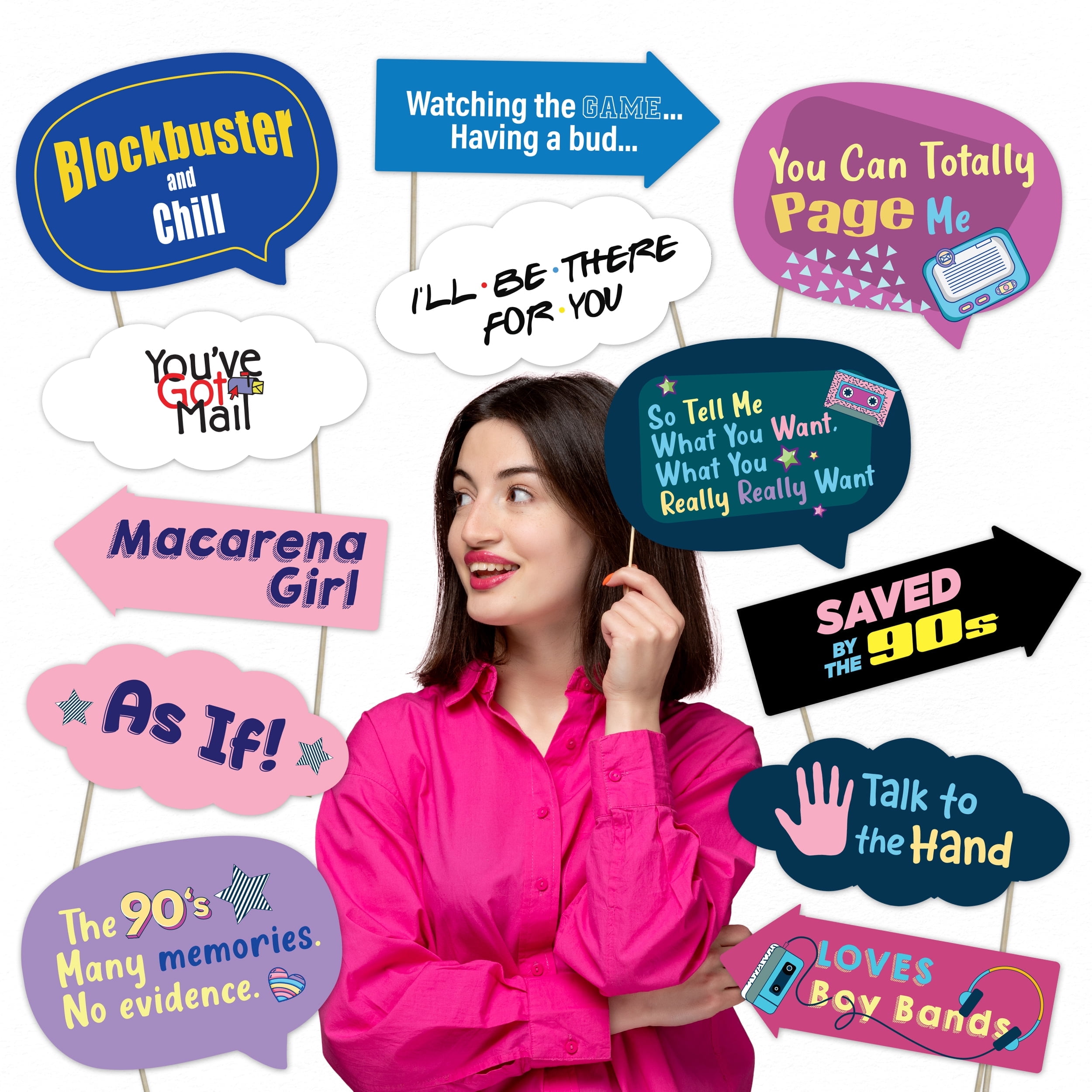 90s Party Photo Booth Props Set – Retro Throwback Decorations for ...