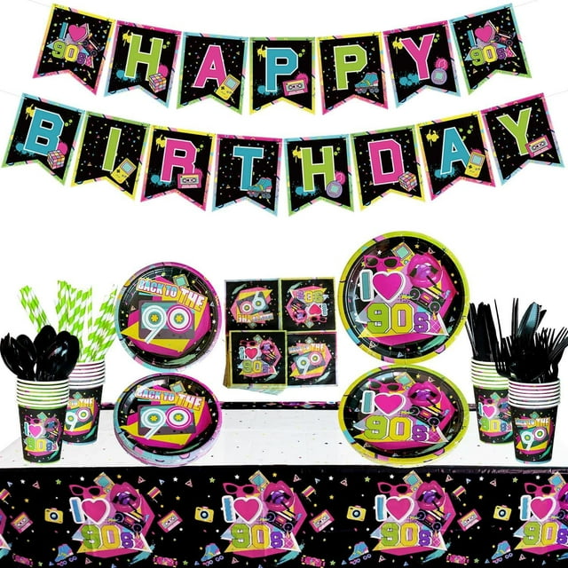 90s Party Supplies - Back to the 90s Party Decorations Set Including ...