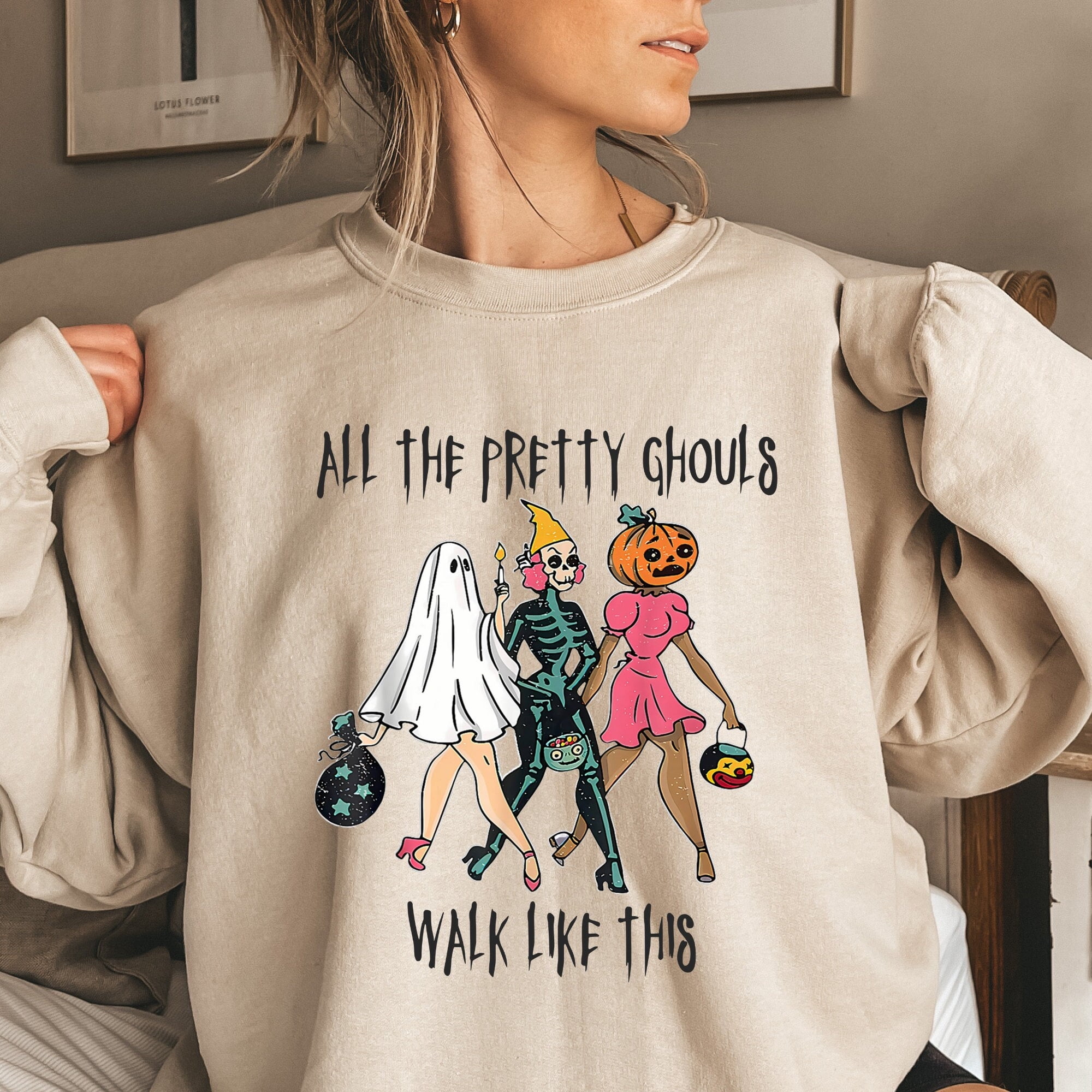 90s Pretty Ghouls Walk Like This, 90s Halloween SweatshirtThe Pretty ...