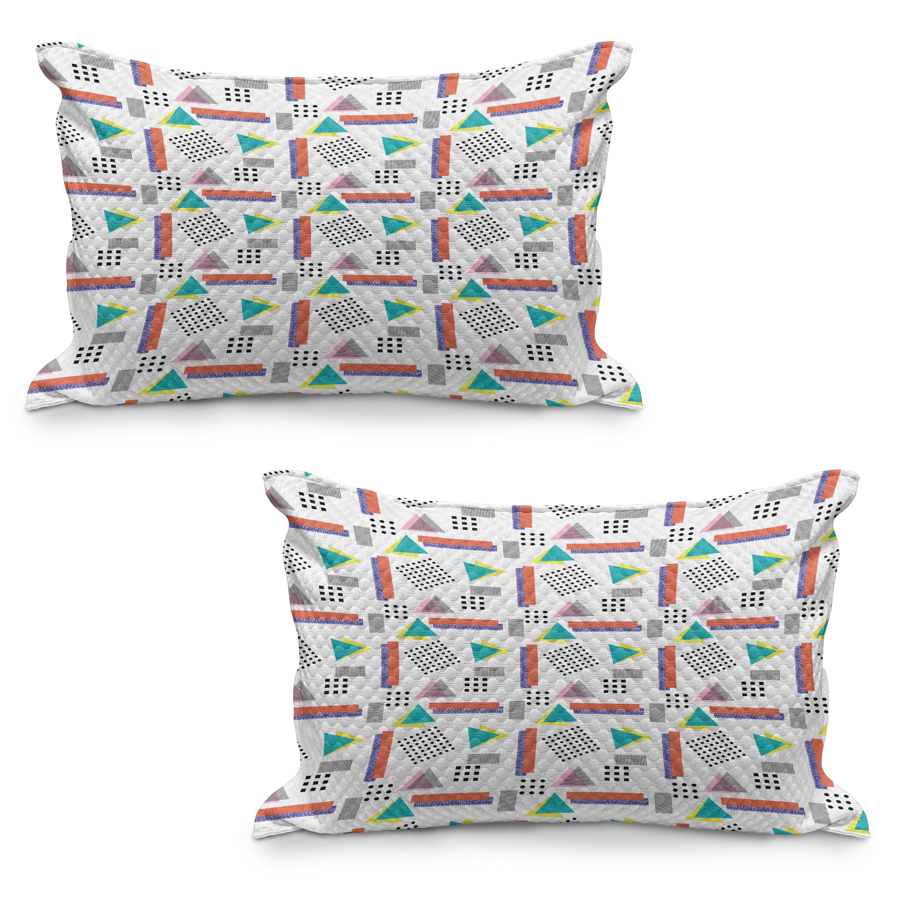 90s Quilted Pillowcover Set of 2, Memphis Style Geometrical ...