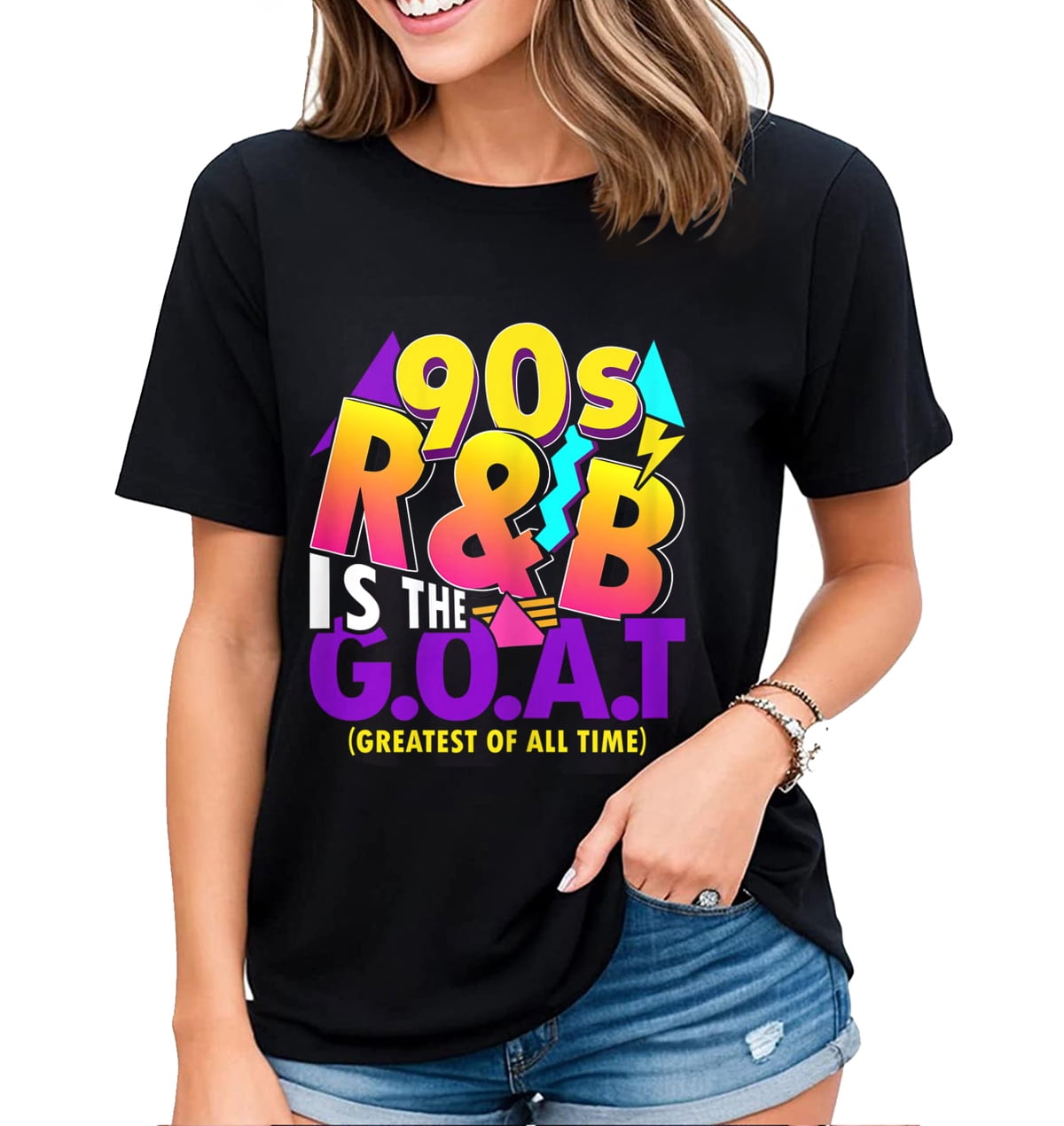 90s R&B Is The GOAT Lover Gift Shirt Women 90s RNB Artist T-Shirt Black ...
