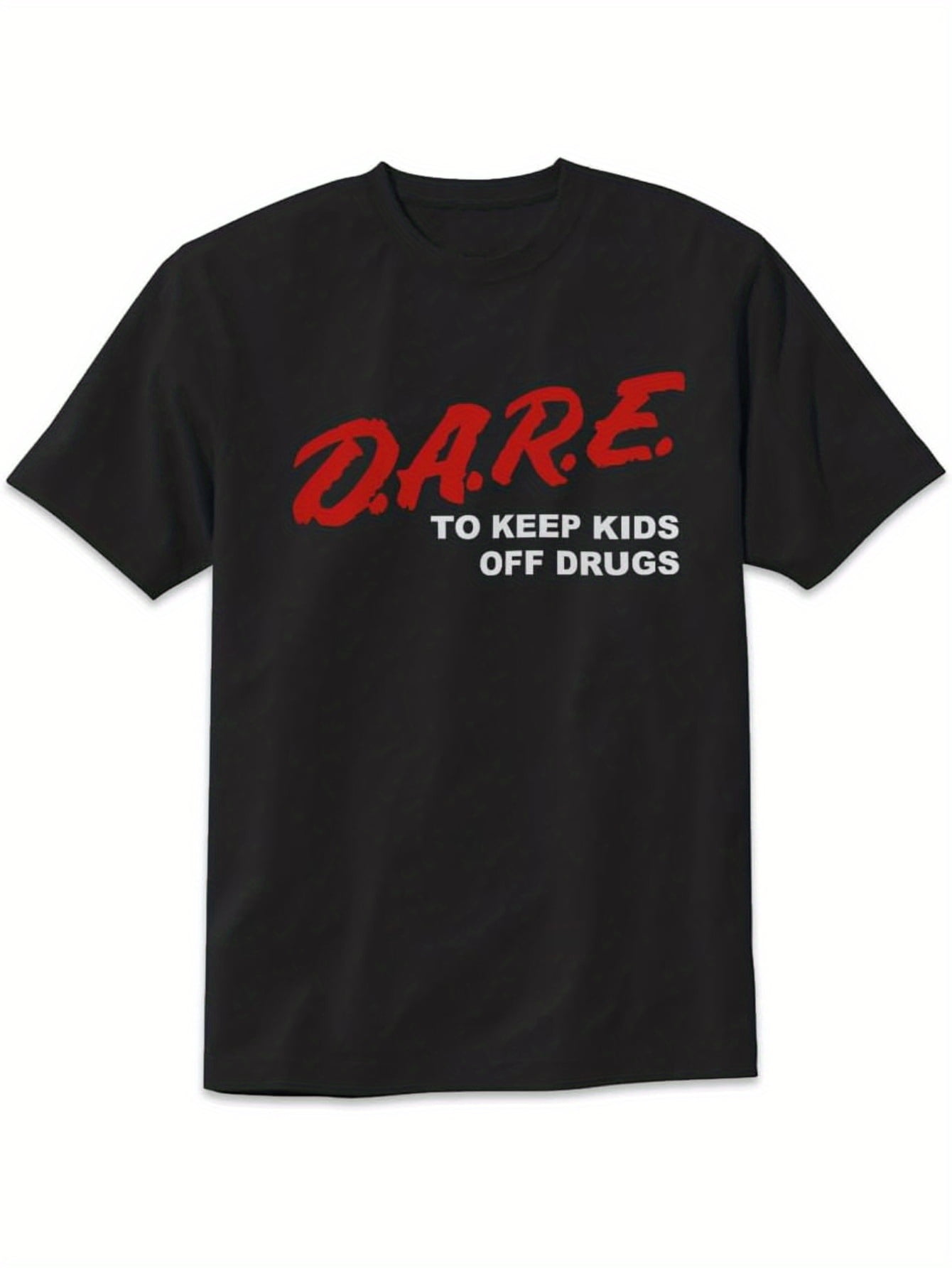 90s Retro Graphic Tee - Black Cotton Men'S T-Shirt with Vintage D.A.R.E ...